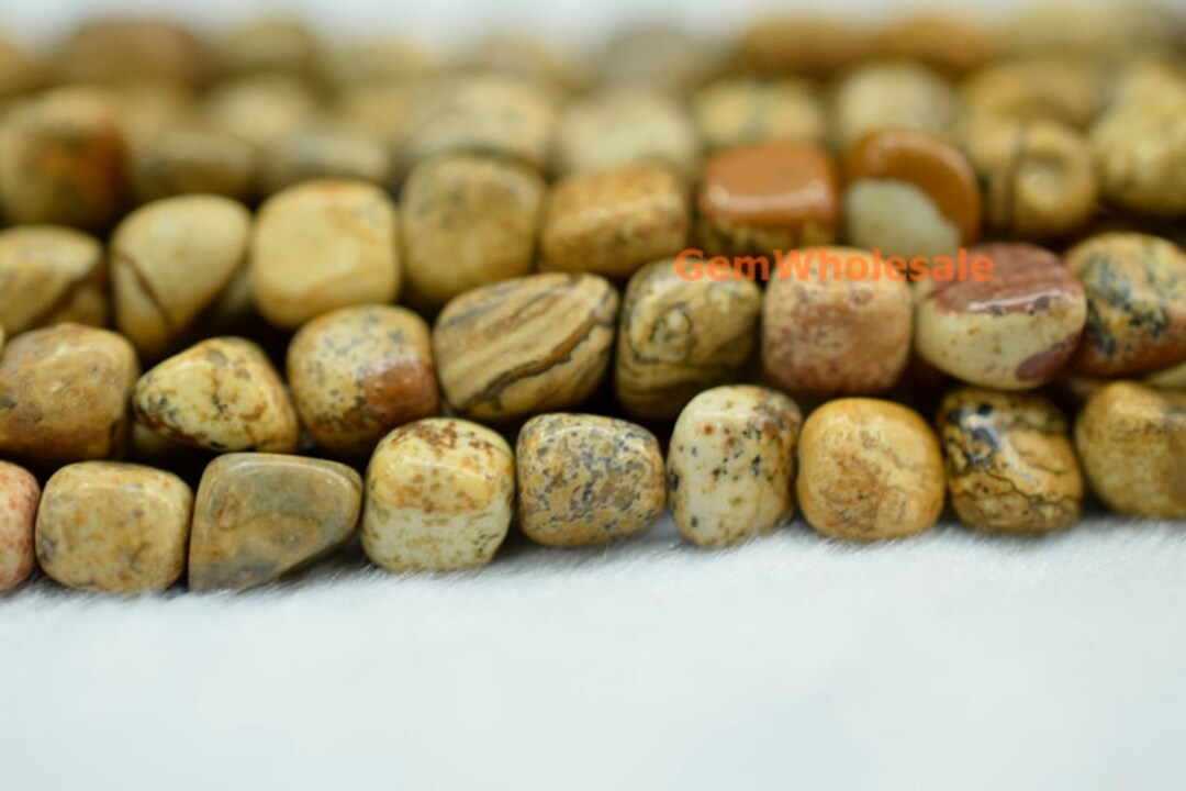 15.5" 5~7mm Picture Jasper Pebbles Beads, Small Picture Jasper Pebbles ...