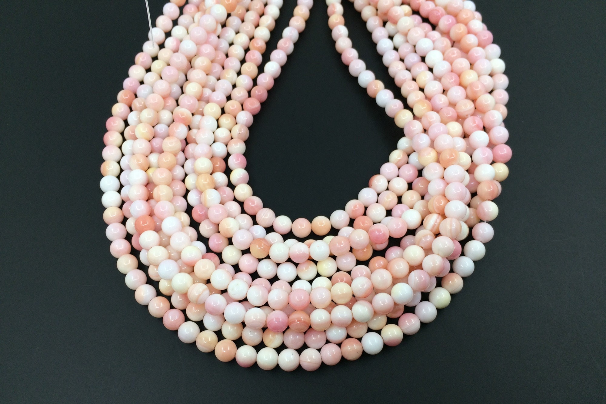 15 6mm Blush Pink Queen Conch Shell Round Beads Jewelry - Etsy Australia