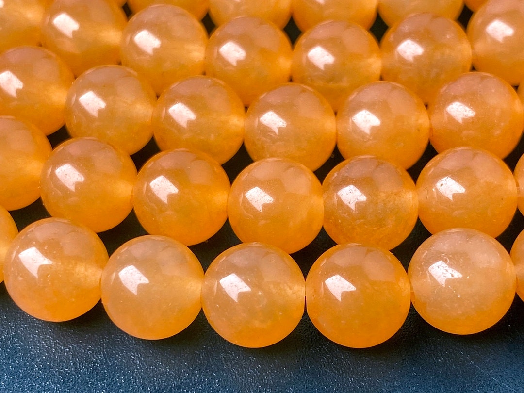 15" Orange Malaysian Jade 6mm/8mm/10mm/12mm Round Beads, Orange Color ...