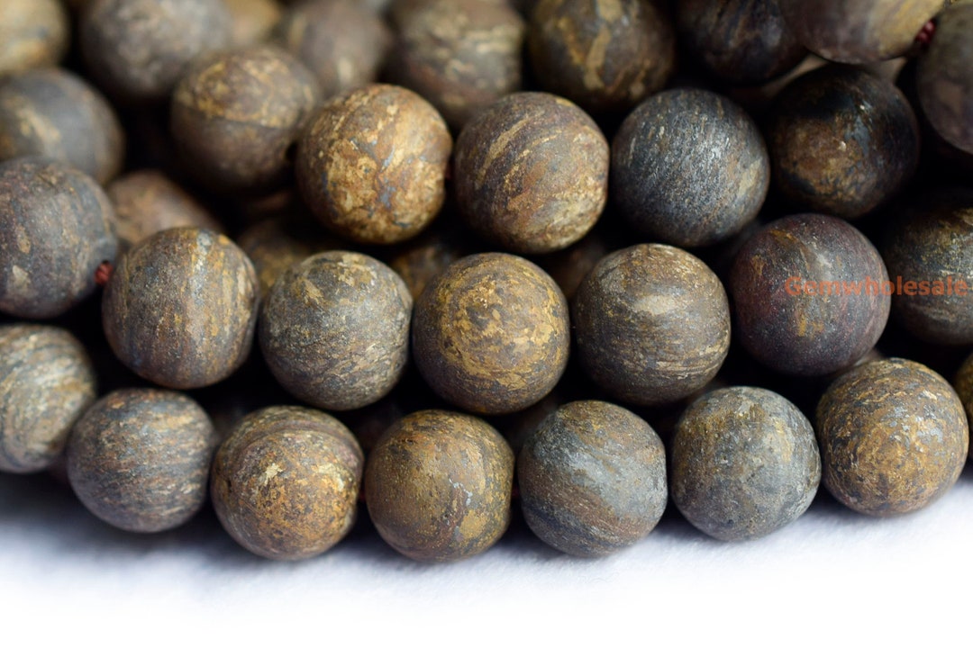 15“ 8mm/10mm Matte Bronzite Stone Round Beads, Brown Color Stone ...