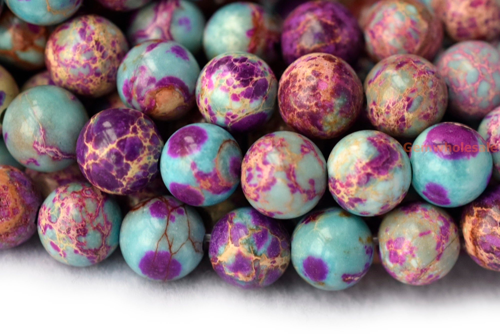 15.5 8mm/10mm purple green emperor jasper round | Etsy