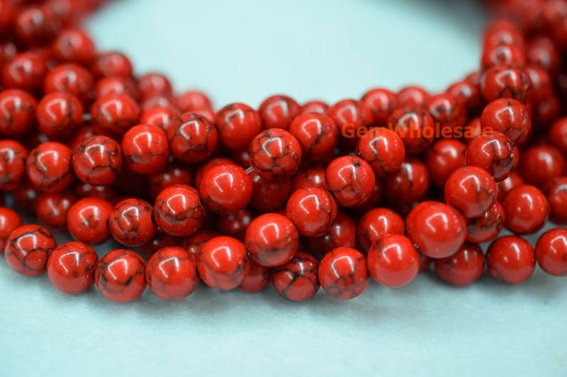 15.5 8mm/10mm/12mm Red Magnesite round Beads Red | Etsy