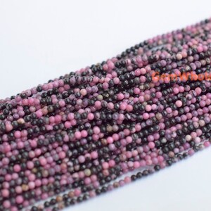 15.5" Rhodonite 2mm Round Beads, High Quality Rhodonite Semi-precious ...