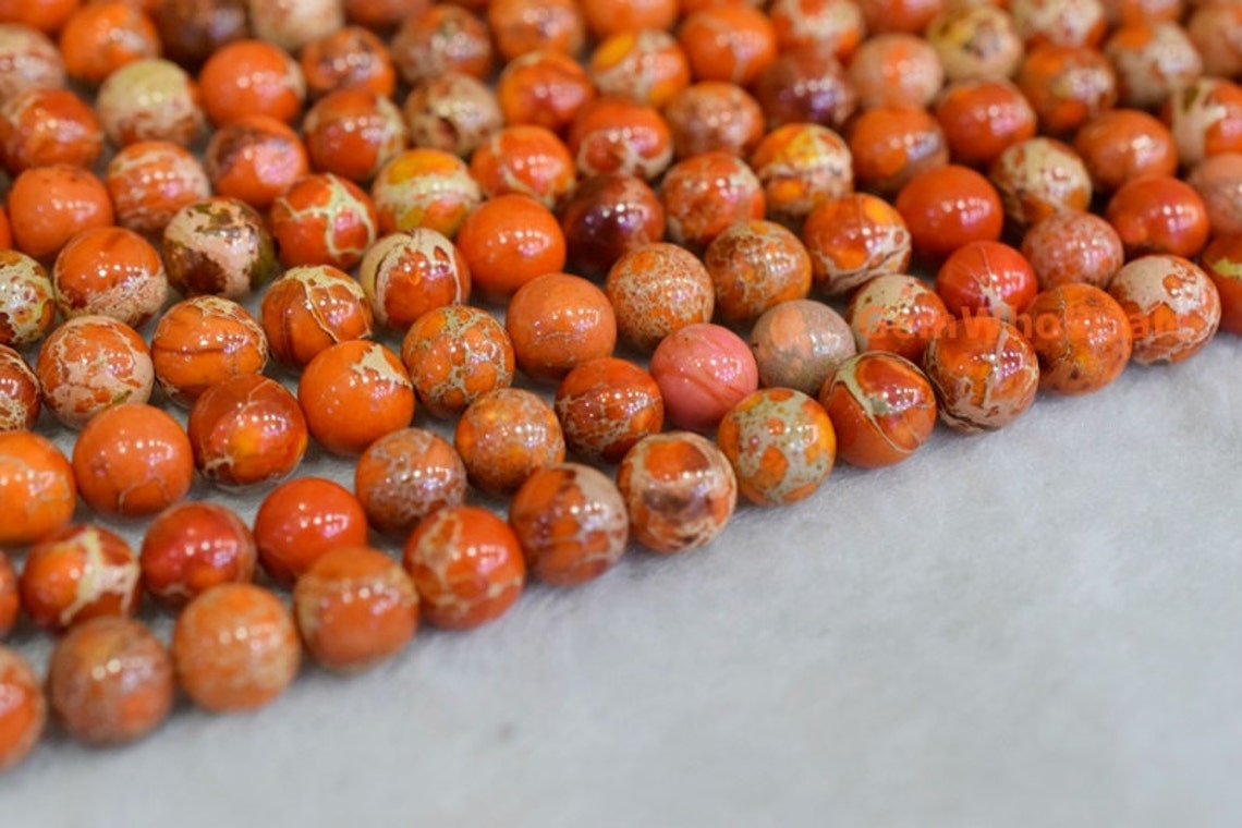 15.5" 8mm/10mm High Quality Orange Emperor Jasper Round Beads,sea ...