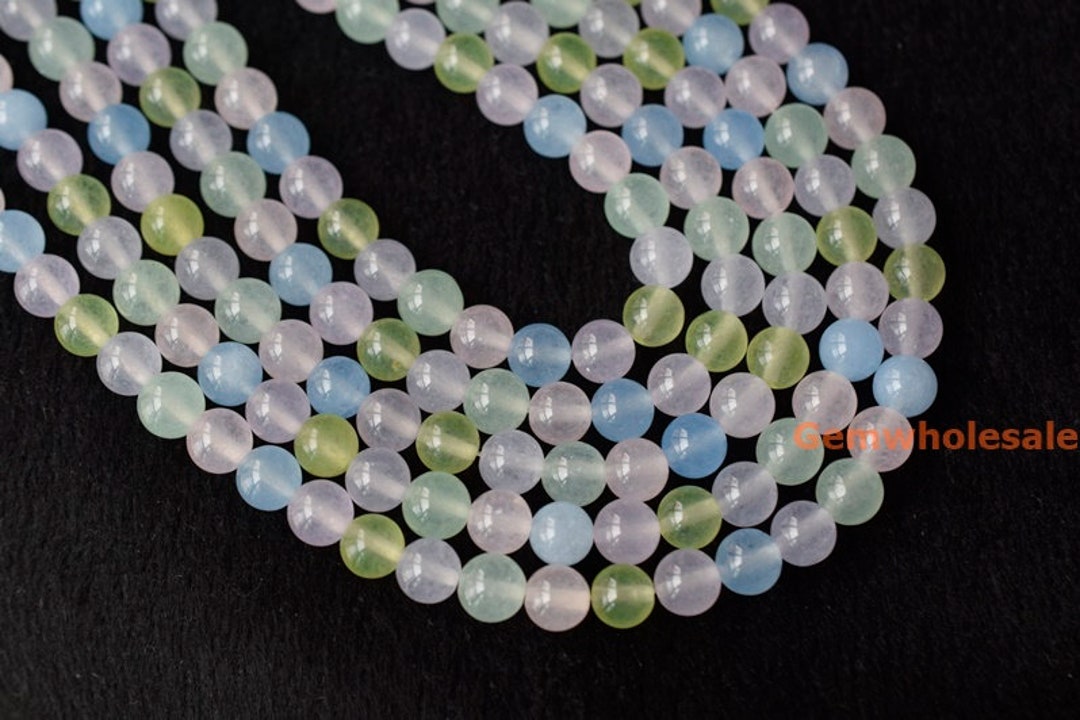 15 8mm Multi Color Malaysian Jade Round Beads, Mix Color Dyed Jade ...