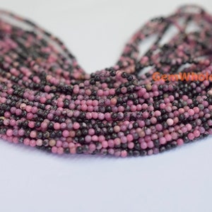 15.5" Rhodonite 2mm Round Beads, High Quality Rhodonite Semi-precious ...
