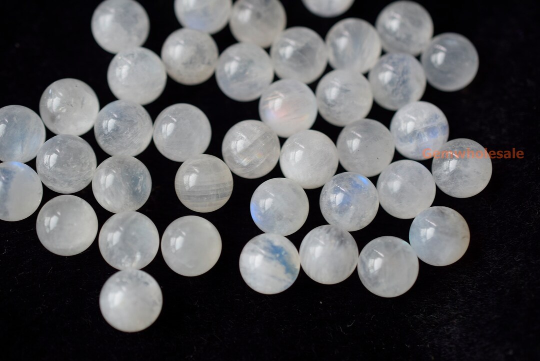 2PCS 6mm/8mm AA Moonstone Undrilled Single Round Beads,blue Moonstone ...