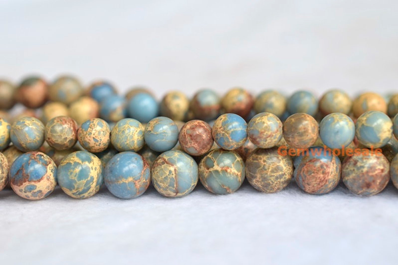 15.5" 8mm/10mm Blue Emperor Jasper Round Beads,sea Sediment Imperial ...