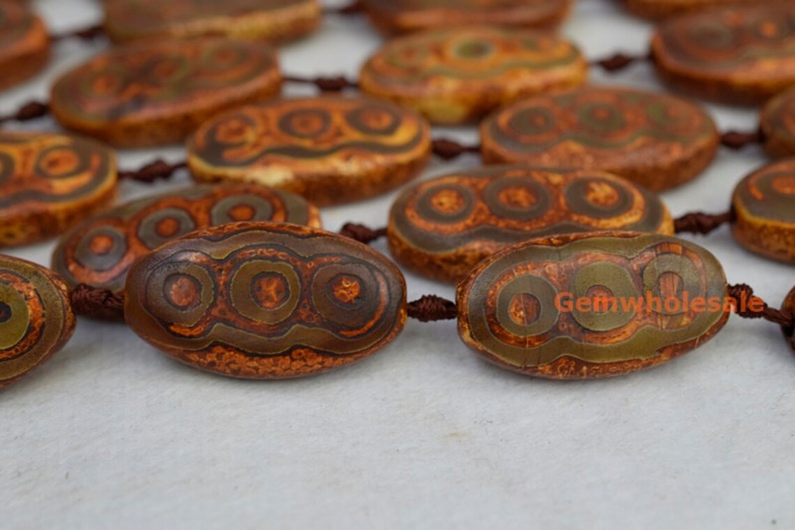 14 22x40mm Antique Brown Bulk Tibetan Dzi Agate Flat - Etsy