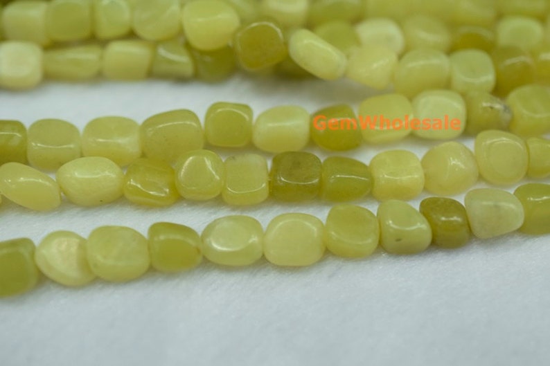 15.5 57mm Olive jade pebbles beads small Olive jade | Etsy