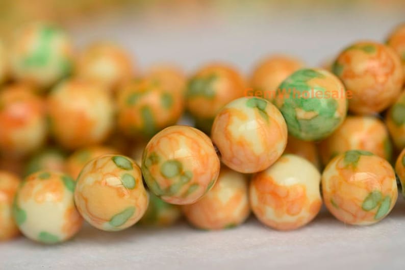 15.5 8mm/10mm/12mm Dyed Yellow orange green rain flower | Etsy