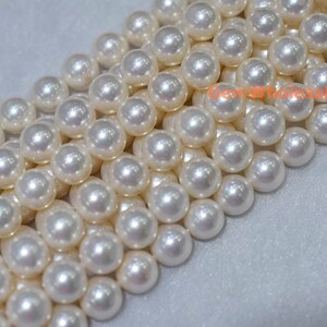 15.5" 8mm/10mm Luster White Shell Pearl Round Beads,luster White Shell ...