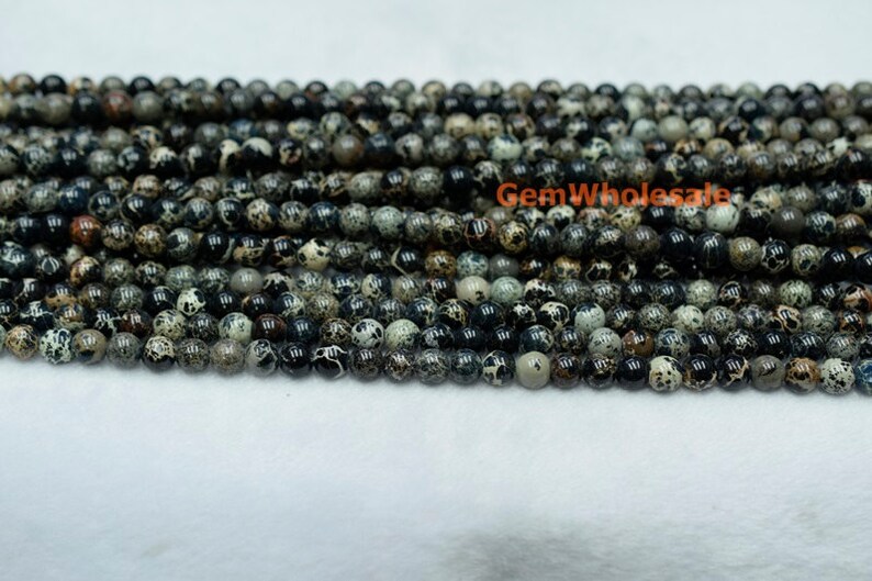 15.5 High Quality Black Emperor Jasper Round Beads | Etsy