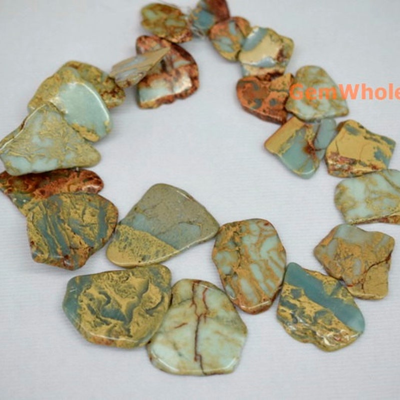 Flat Gemstone Beads - Etsy