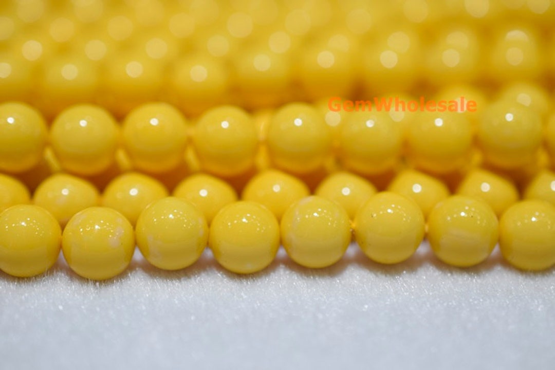 15.5" 8mm Yellow Shell Pearl Round Beads,yellow Shell Core Pearl ...