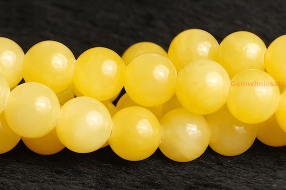 15.5 Gold Yellow Dyed Jade 6mm/8mm/10mm/12mm Round | Etsy