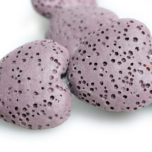 15.5" Purple Lava Heart Pendant 20mm/28mm, Purple Lava Heart Beads ...