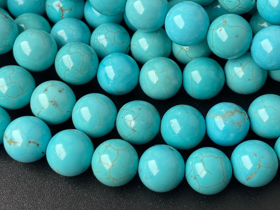 15.5" 4mm/6mm Turquoise Blue Howlite Round Beads, High Quality Blue ...