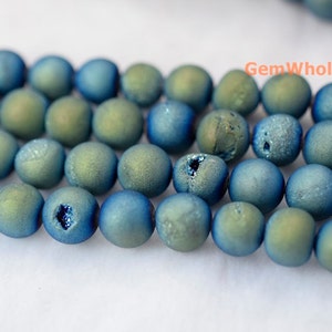 15 Plating Blue Druzy Agate 6mm/8mm/10mm/12mm/14mm round | Etsy