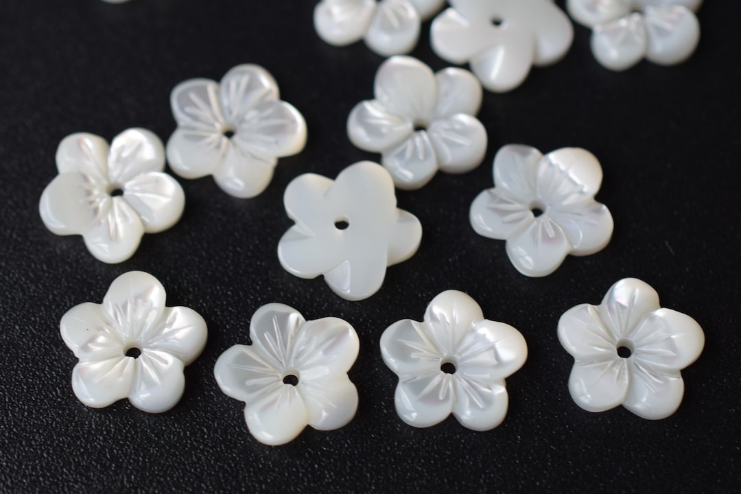 10PCS 8mm/10mm Natural White MOP Flower 5 Petal, Natural Mother of ...
