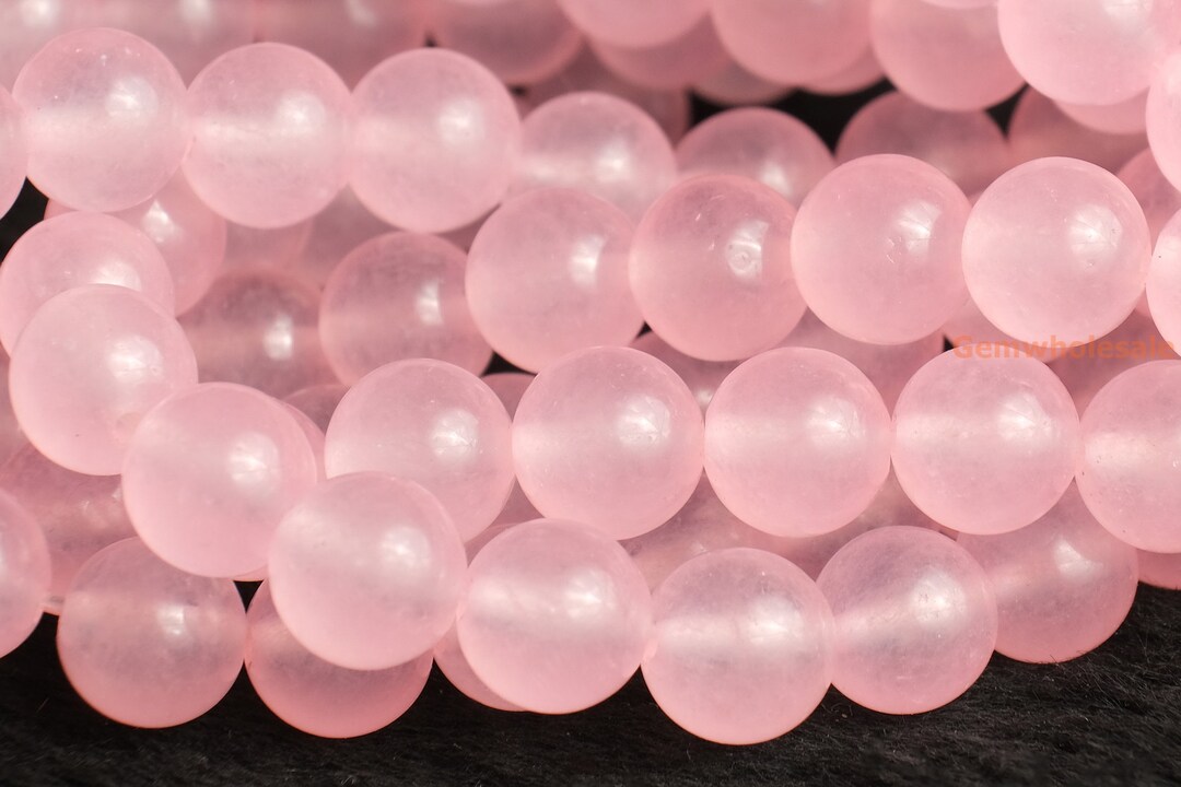 15" Pink Malaysian Jade 6mm/8mm/10mm/12mm Round Beads, Pink Color Dyed ...