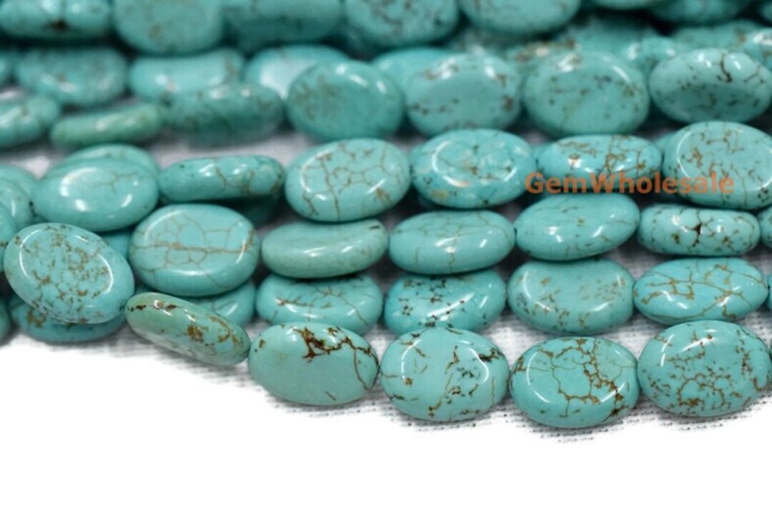 15.5" 10x14mm Blue Howlite Oval Beads, DIY Jewelry Beads,semi-precious ...