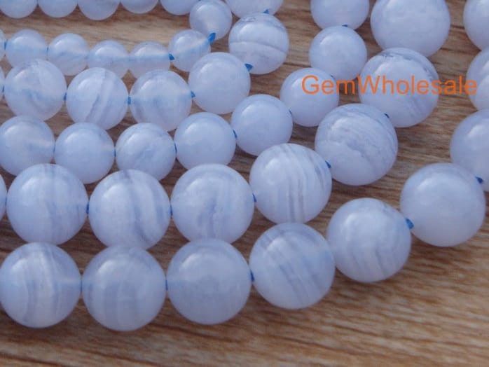 15.5 8mm/10mm natural Blue lace agate round beads Light | Etsy