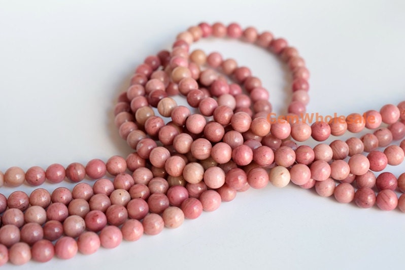 15.5 Rhodonite 4mm/6mm Round Beads Red Semi-precious | Etsy