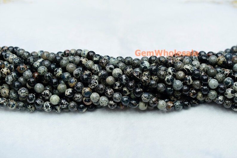 15.5 High Quality Black Emperor Jasper Round Beads - Etsy