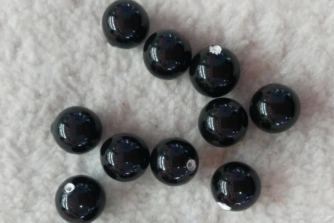 20PCS Half Hole 8mm/10mm Black Shell Pearl Round Beads ,black Shell ...