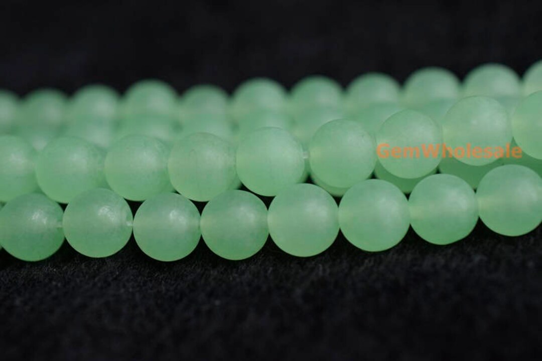 15" 8mm/10mm Matte Green Malaysian Jade Round Beads, Green Color Dyed ...
