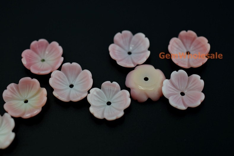 10PCS 10mm Pink MOP Flower, Natural Queen Shell Flower, Jewelry Supply ...