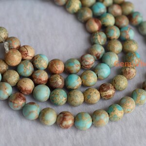 15.5" 8mm/10mm Turquoise Blue Emperor Jasper Round Beads,sea Sediment ...