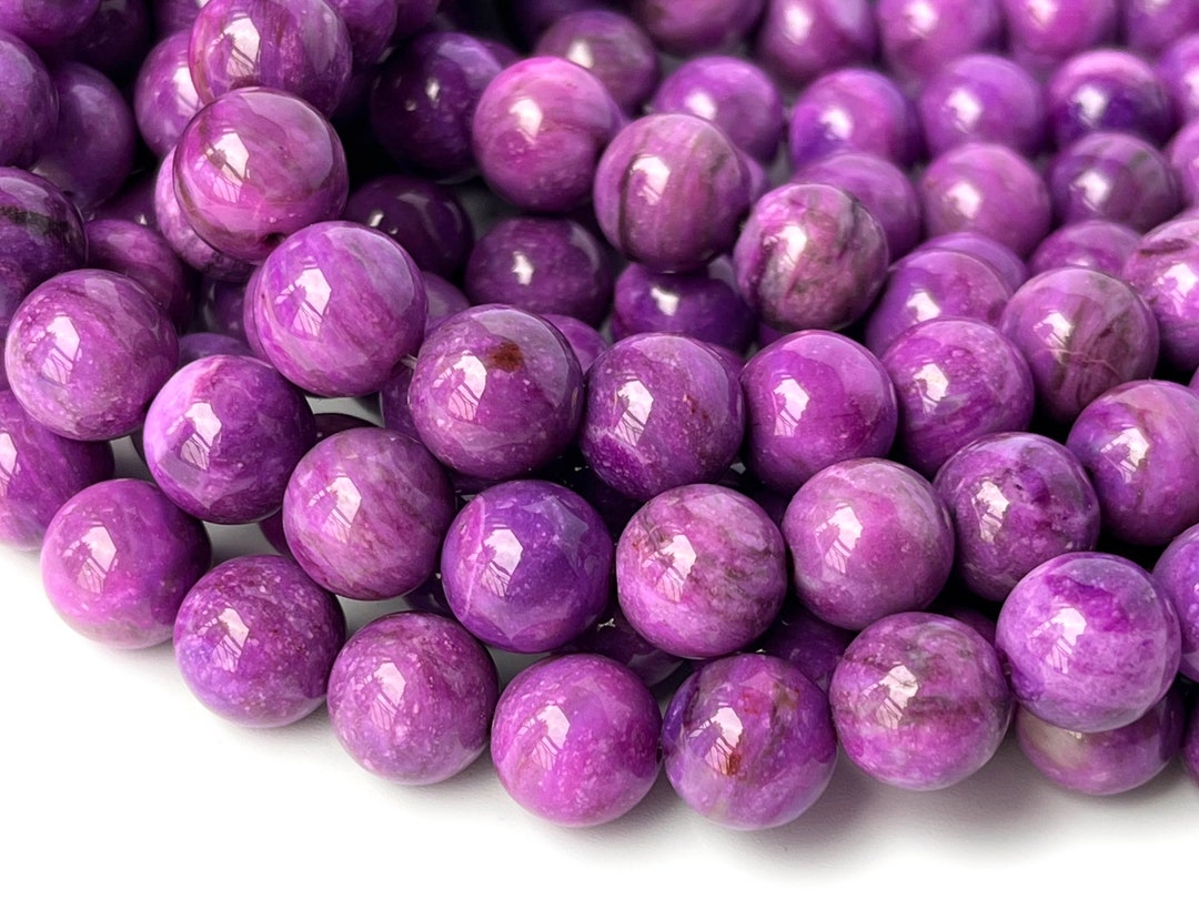 15 10mm Dyed Purple Sugilite Color Jade Round Beads, Purple Gemstone ...