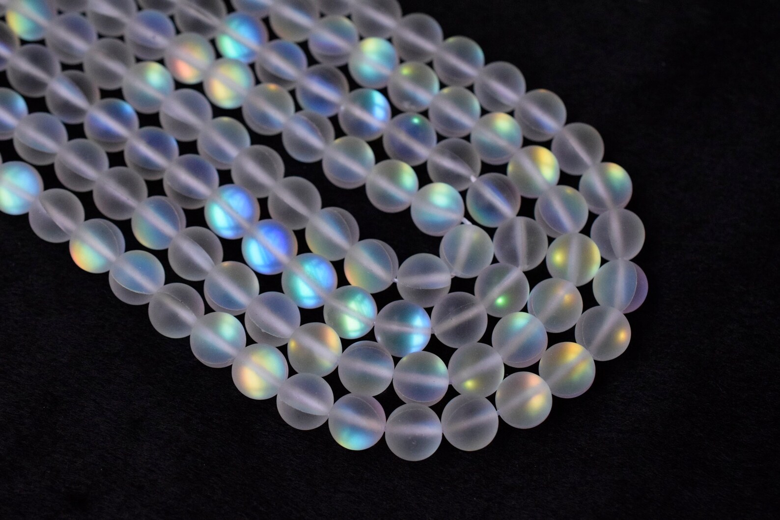 15" 6mm/8mm/10mm Rainbow Synthetic Moonstone/frosted Glass Round Beads ...
