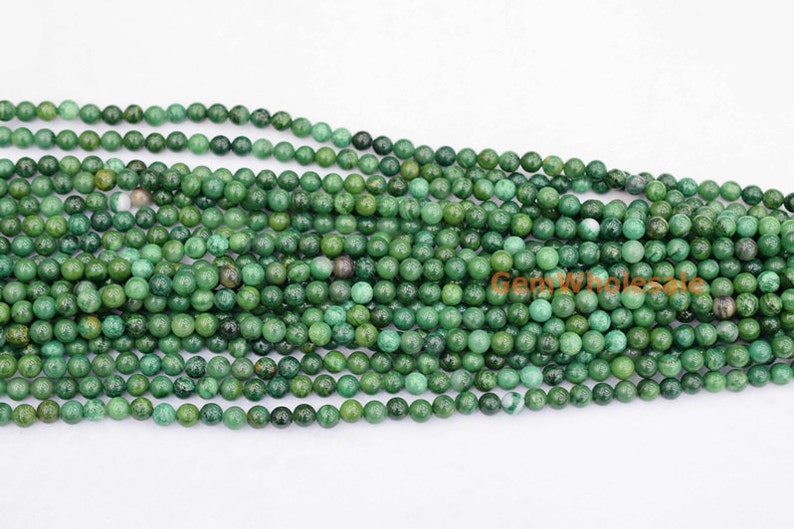 15.5" Natural African Green Jasper 6mm/8mm/10mm/12mm Round Beads, High ...