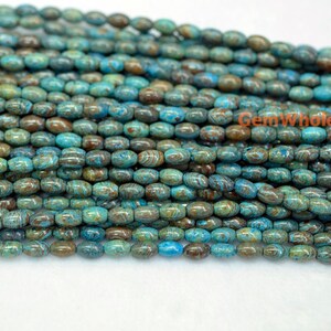 15.5 5x8mm Turquoise Blue Calsilica Jasper Rice Beads - Etsy