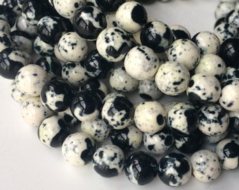 15.5 8mm/10mm Dyed Black Blue Rain Flower Stone Round | Etsy