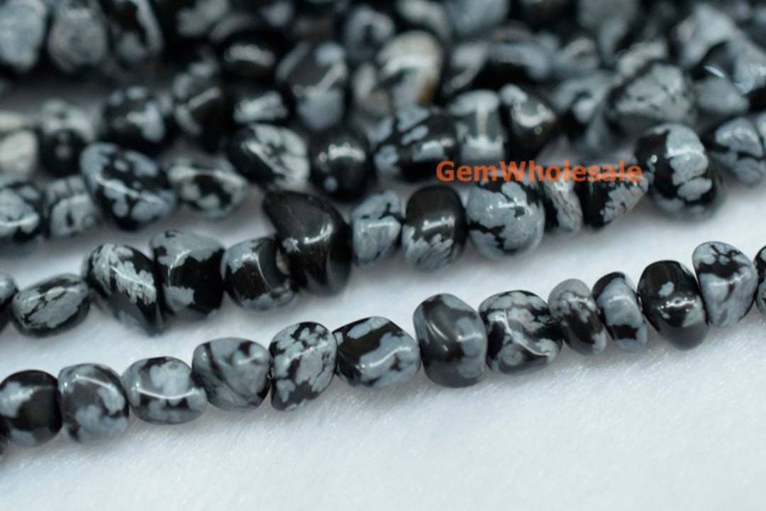 15.5 35mm Natural Snowflake Obsidian Pebbles Beads - Etsy