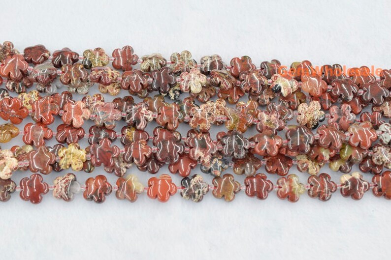 15.5" Red Flower Jasper Flower 15/20mm, High Quality Semi-precious ...