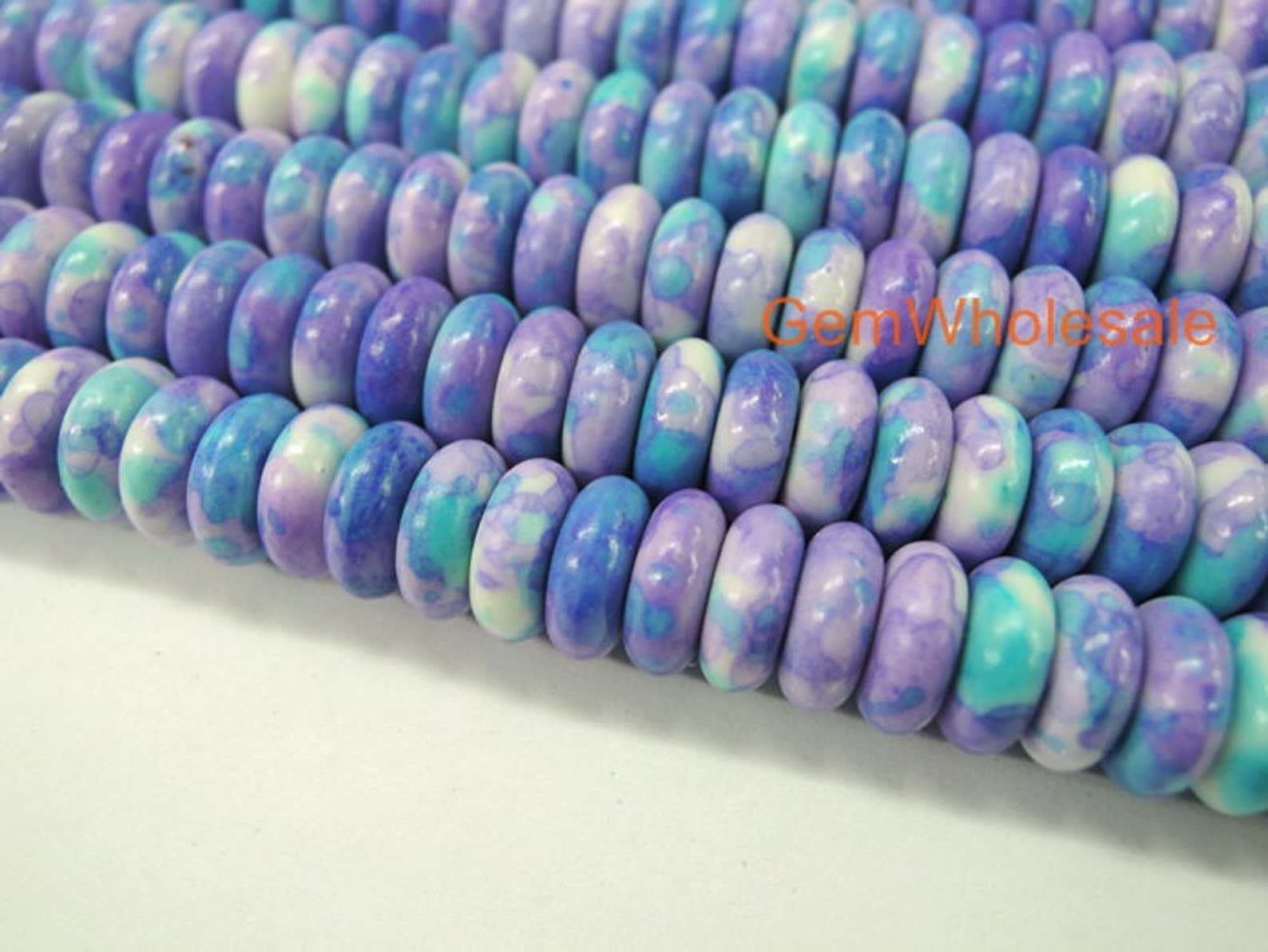 15.5 Dyed 3x8mm Roundel Lavender Blue Rain Flower Stone - Etsy