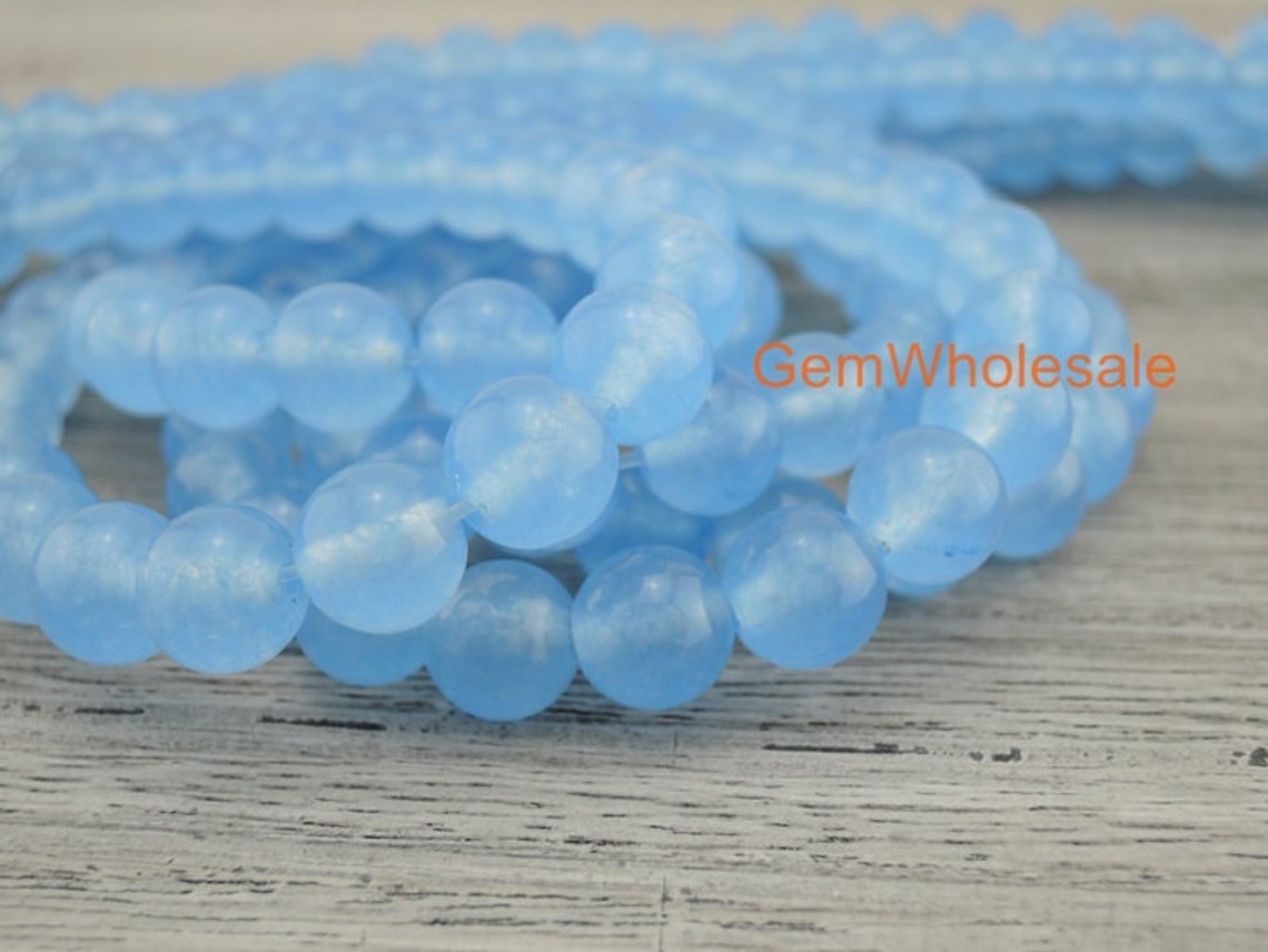 15 Light blue Malaysian jade 10mm/12mm round beads | Etsy