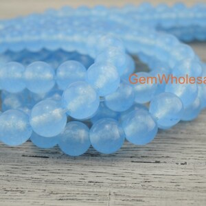 15" Light Blue Malaysian Jade 10mm/12mm Round Beads, Light Blue Color ...