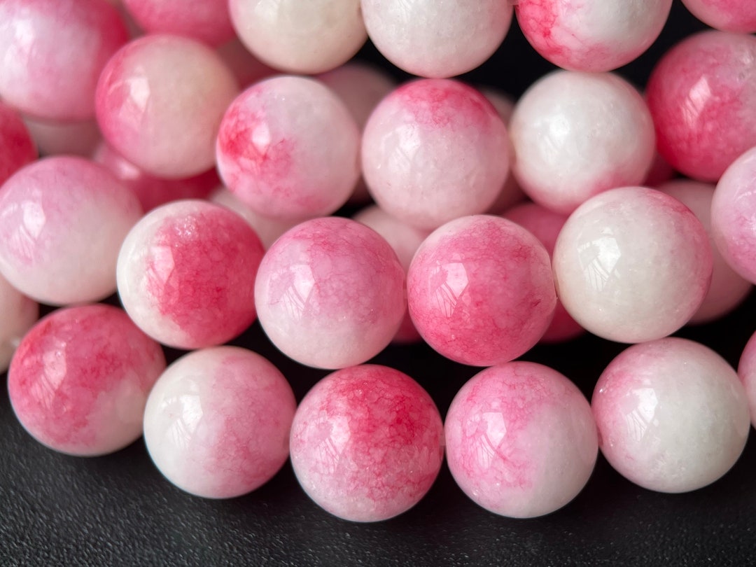 15" Peach Red Malaysian Jade 6mm/8mm/10mm/12mm Round Beads, Peach Color ...