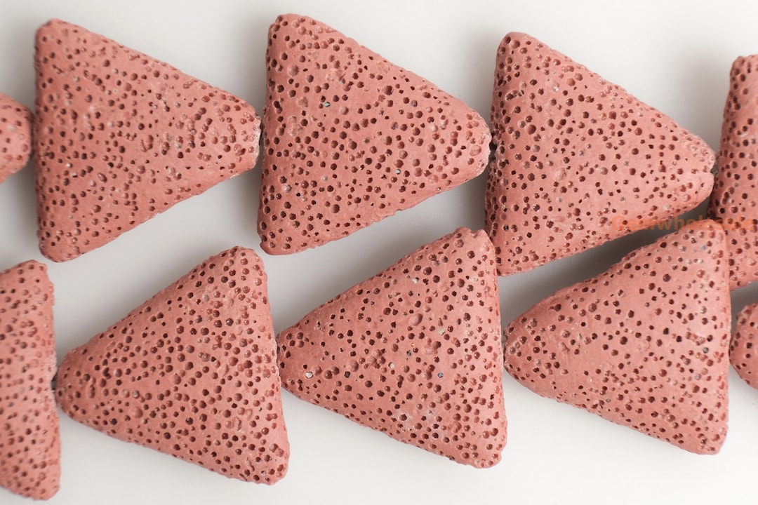 15.5" Lava Triangle Shape 28x28mm, Lava Triangle Pendant, Semi-precious ...