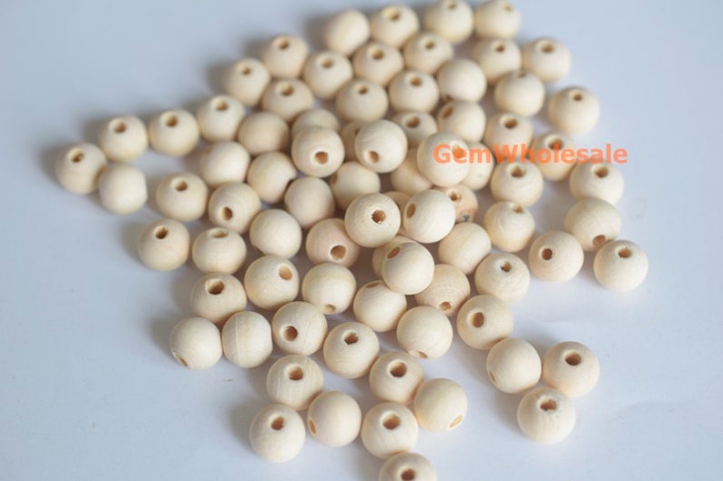 100pcs 8mm/10mm/12mm/14mm/15mm/16mm Natural Wooden Round Beads, Nature ...