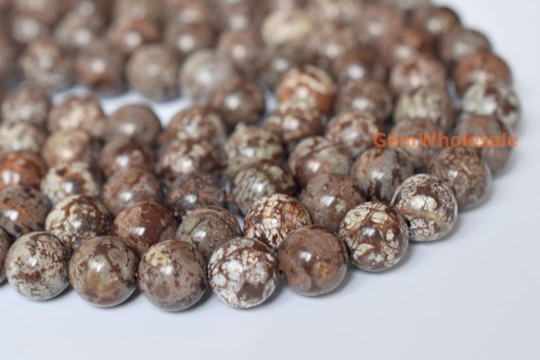 15.5“ Natural Chinese Snowflake Obsidian 6mm/10mm Round Beads,coffee ...