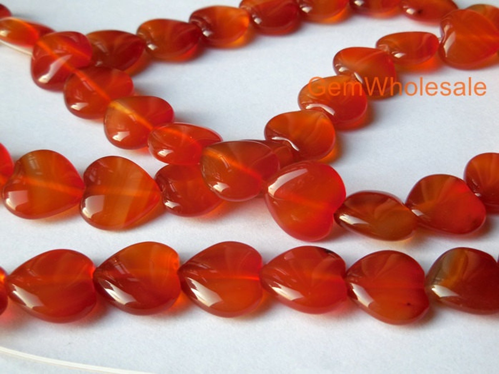 15.5" AA Red Agate Heart 12mm/14mm, Red Gemstone Heart, Semi-precious ...