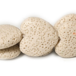 15.5" Beige Lava Heart Pendant 20mm/28mm, Beige Lava Heart Beads, Semi ...