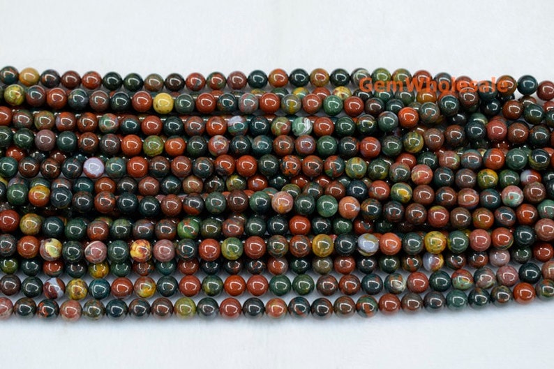 15.5" 10mm/12mm Natural Indian Bloodstone Round Beads, Indian Blood ...